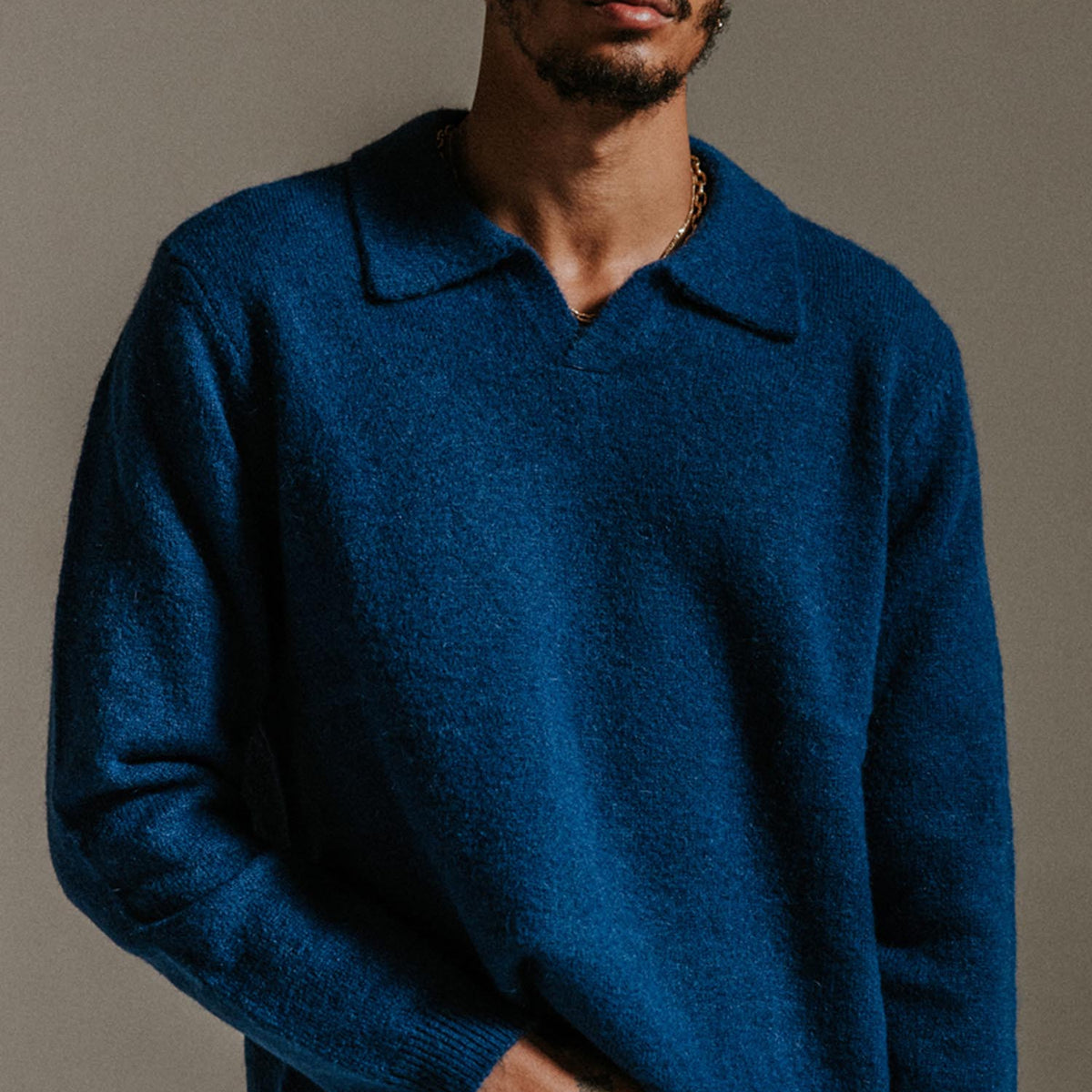 Wax London Carter Open Collar Polo - Blue – Sloane Boutique